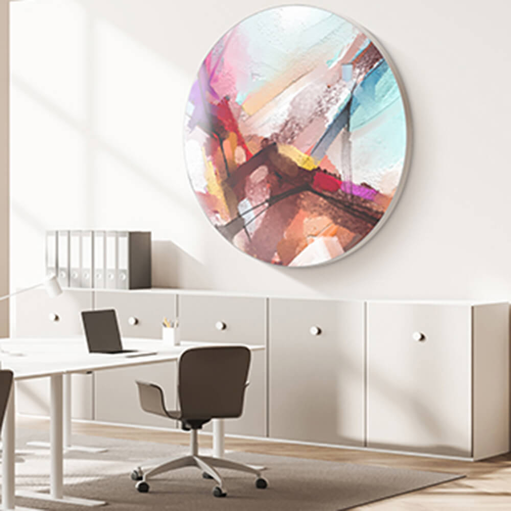 Rundes Akustikbild in abstrakten Design für Büro und Homeoffice ...